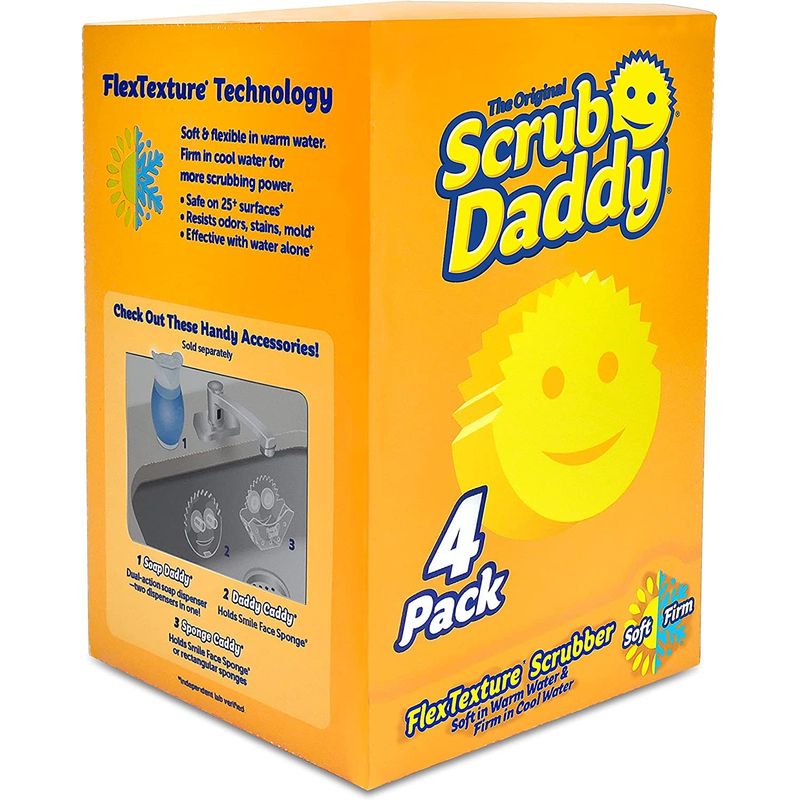 Scrub Daddy Original Dish Sponge 4 Pack, Smiley Face Sponges for ...