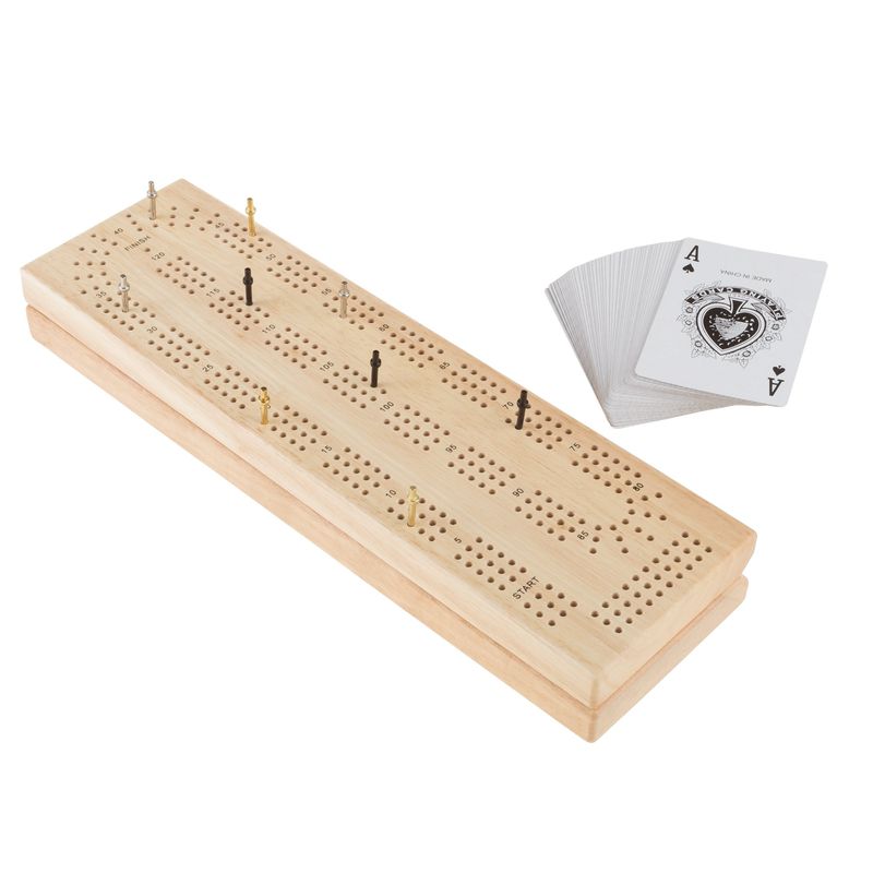 Hey! Play! Wood Cribbage Board Game Set- Complete Set With Playing ...