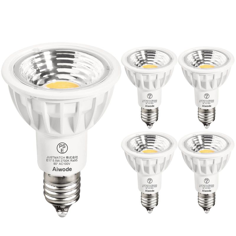 Aiwode 5.5W LED Bulb, E17 Base Light Bulb Color 2700K, 50-60W ...