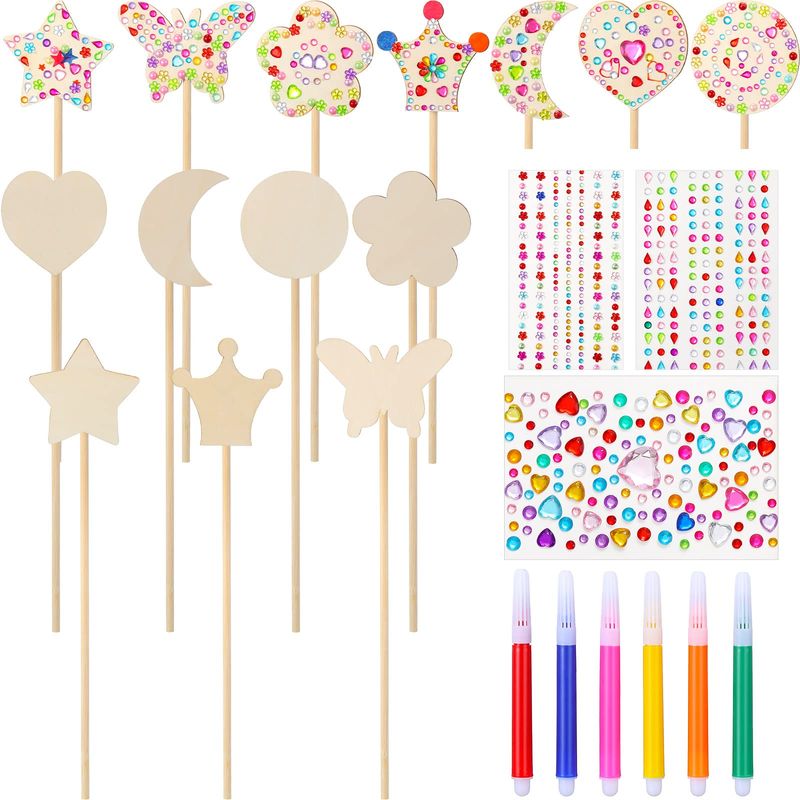 30 Pieces Princess Fairy Wands Kit Include 21 Wooden Fairy Wands Make Your Own Princess Wand, 6 ...