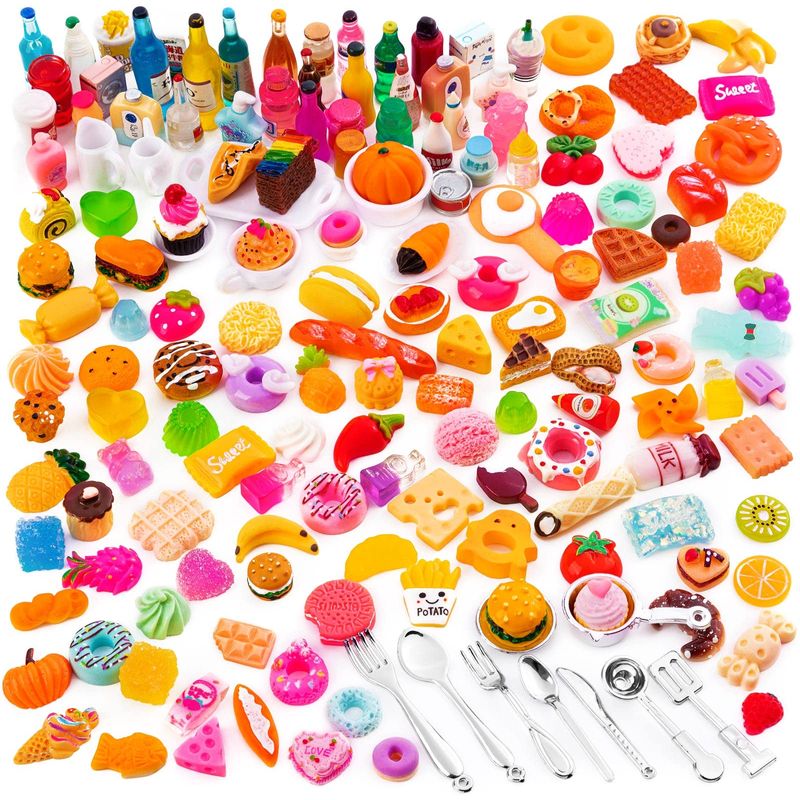 160 Pcs Mini Food Toys, Miniature Food Drinks Bottles for Doll Kitchen ...