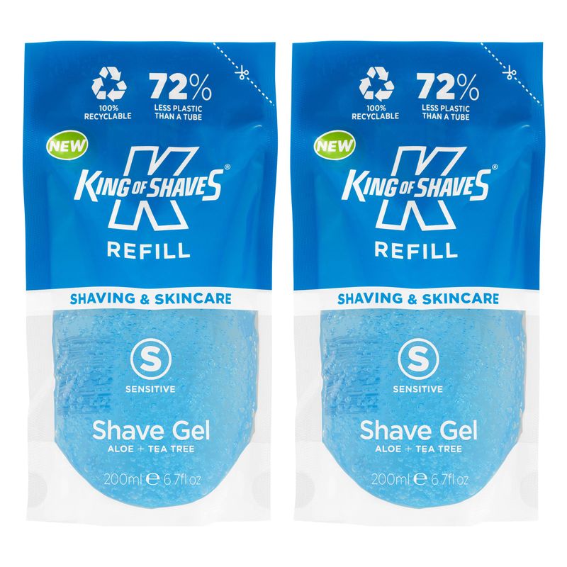 King of Shaves Sensitive Shave Gel Refillable Pouch 2 x 200ml - Online ...