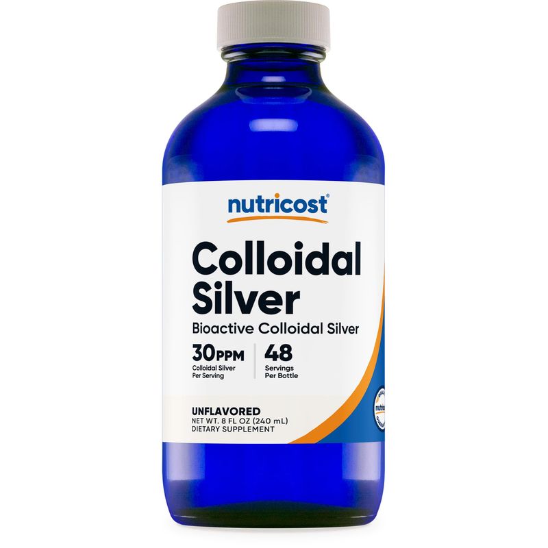 Nutricost Colloidal Silver 8oz 30PPM - Cobalt Blue Glass Bottles, Bio-Active Colloidal Silver ...
