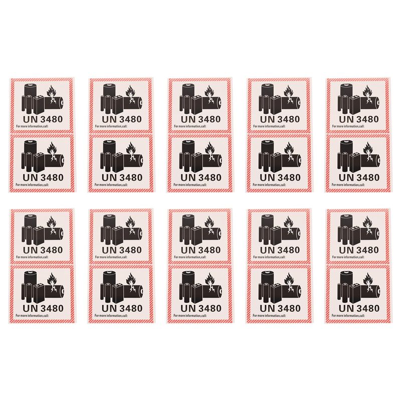 sourcing map 50 Pack UN3480 Battery Stickers Caution Warning Labels for ...