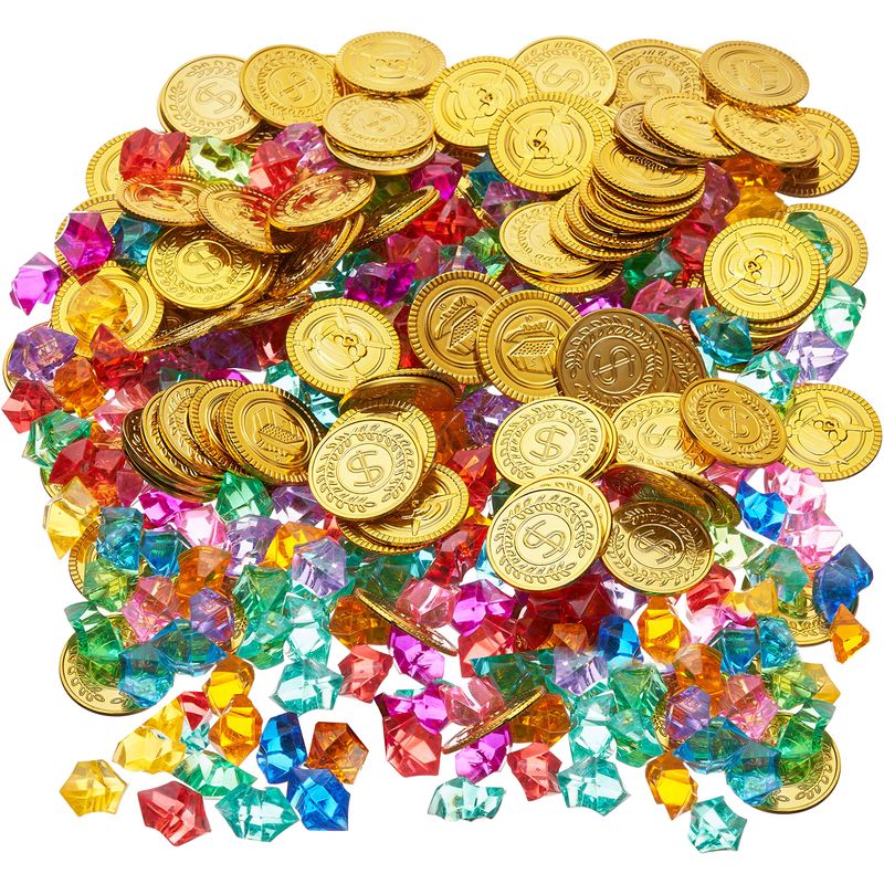 THE TWIDDLERS - 300 Pirate Treasure Kids Set - 150 Gold Coins & 150 ...