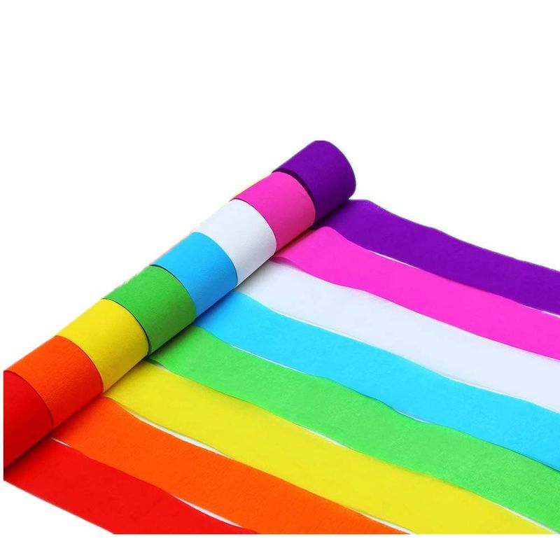 Crepe Paper Colourful Party Streamers 8 Colours Crepe Ribbons 4.5 cm x ...