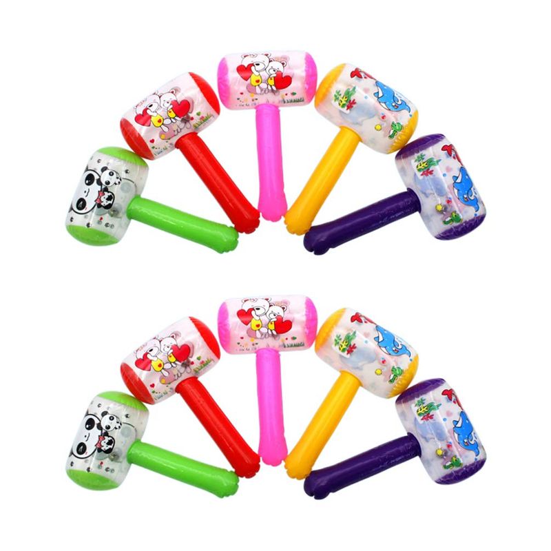 NUOBESTY 10pcs Squeaky Hammer Inflatable Cartoon Hammer with Sound Bell Clown Handle Hammer ...