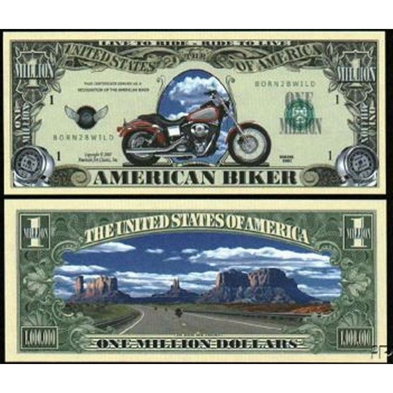10 American Biker Million Dollar Bills with Bonus “Thanks a Million ...