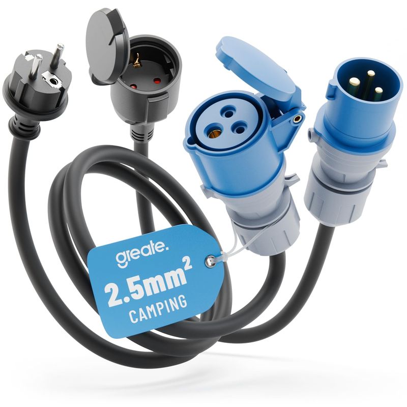 greate CEE Adapter Set Schuko Plug to CEE Coupling & CEE Plug to Schuko ...