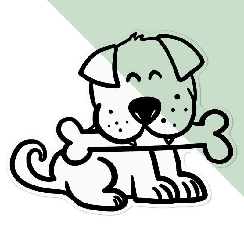 Medium 210mm 'Dog with Bone' Clear Static Window Cling Sticker/Decal ...