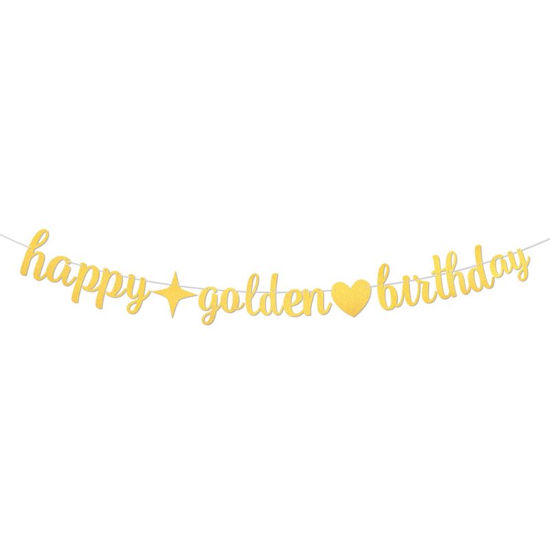 Happy Golden Birthday Banner, Gold Glitter Happy Birthday Party Sign ...