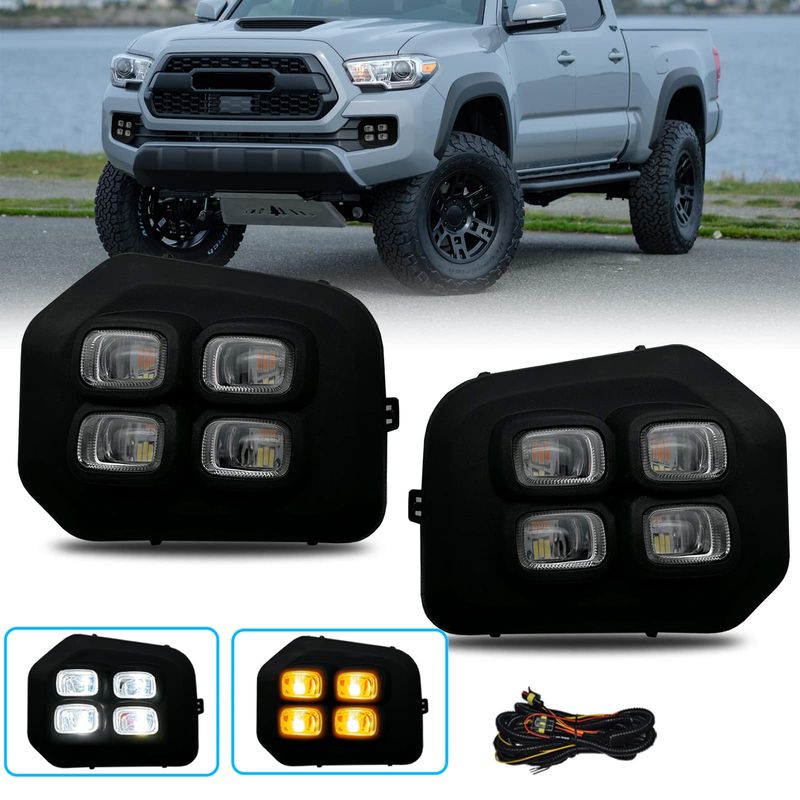 LED 4 eyes Fog Lights Assembly Kit for 2016 2017 2018 2019 2020 2021 ...