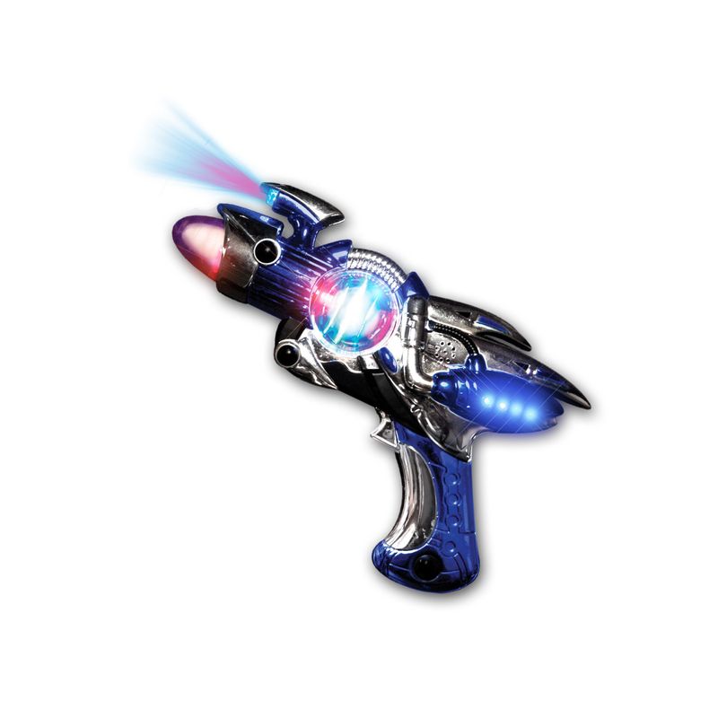 Blue Light Up Space Toy Gun with Sound Effects and Spinning Multicolor ...