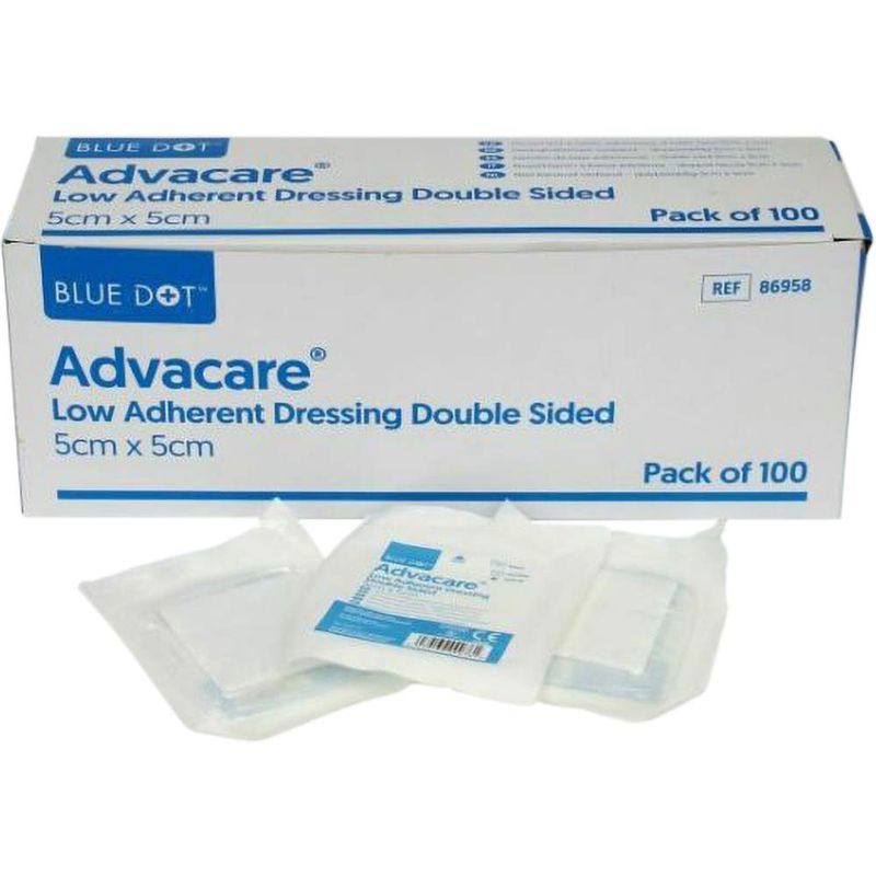 Advacare Low Adherent Double Sided Wound Dressings 100-Piece Set, 5 cm ...