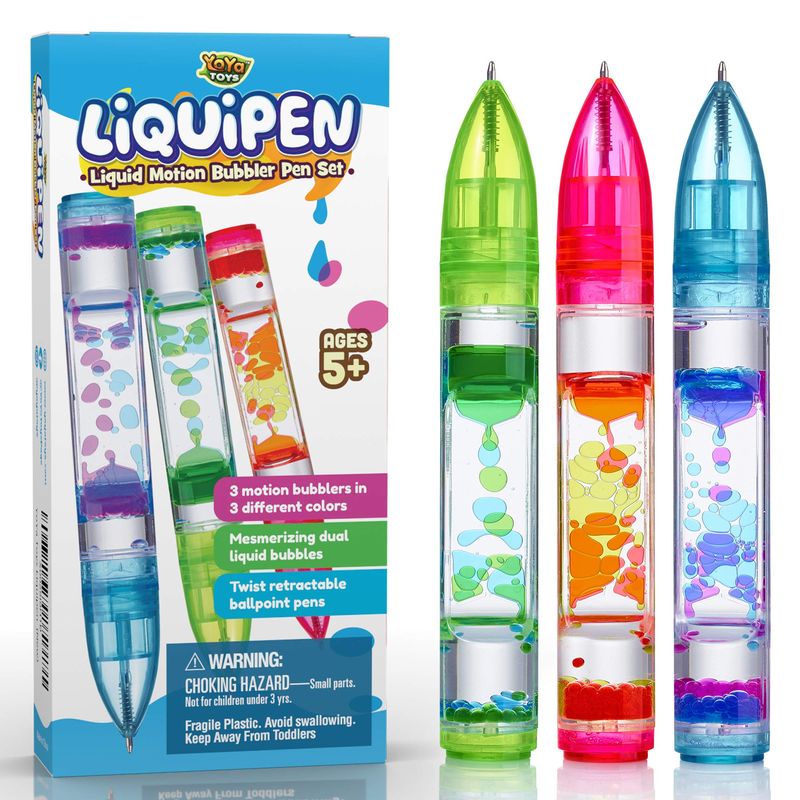 Yoya Liquipen - Liquid Motion Bubbler Pens Sensory Toy (3 Pack ...