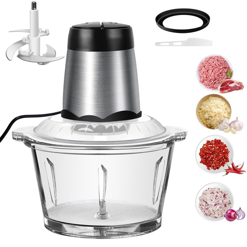Meat Grinder Electric, 300W Powerful Food Processor, 2 Speed Modes Meat Blender Food Chopper ...