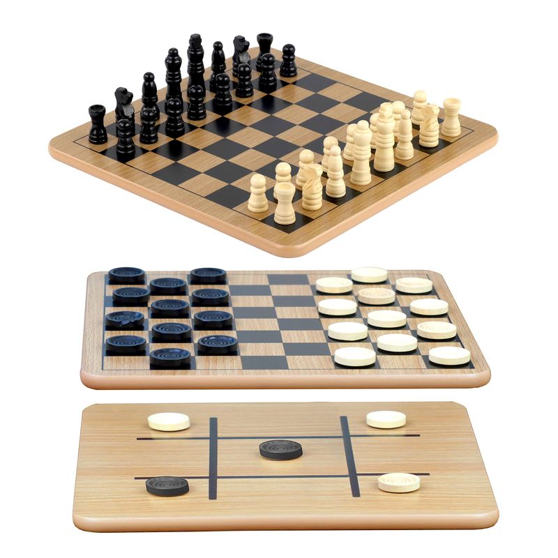 Regal Games - Reversible Wooden Board for Chess, Checkers & Tic-Tac-Toe ...