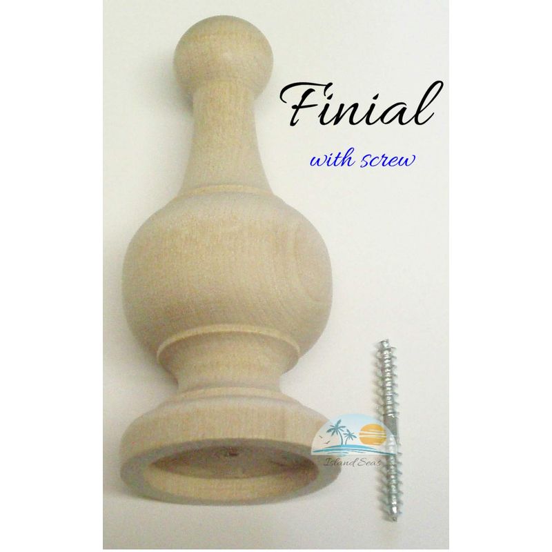 4 3/8" Wood Curtain Rod Finial - - Wood Cap Baluster Newel Post Railing ...