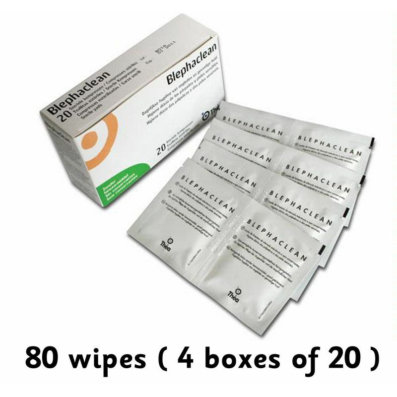 4 PACK 80 BLEPHACLEAN Sterile Eyelid Wipes For BLEPHARITIS Spectrum ...