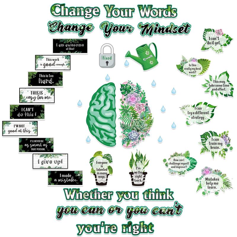 Pajean 47 Pieces Growth Mindset Posters Bulletin Board Set Motivational ...