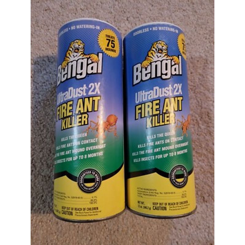 TWO (2) Bengal Products 93650 UltraDust 2X Fire Ant Killer Canisters 12 ...