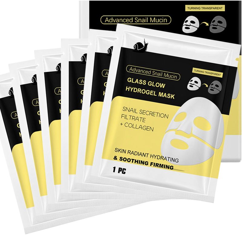 Snail Mucin Glass Glow Hydrogel Face Masks Skincare, Overnight Collagen ...