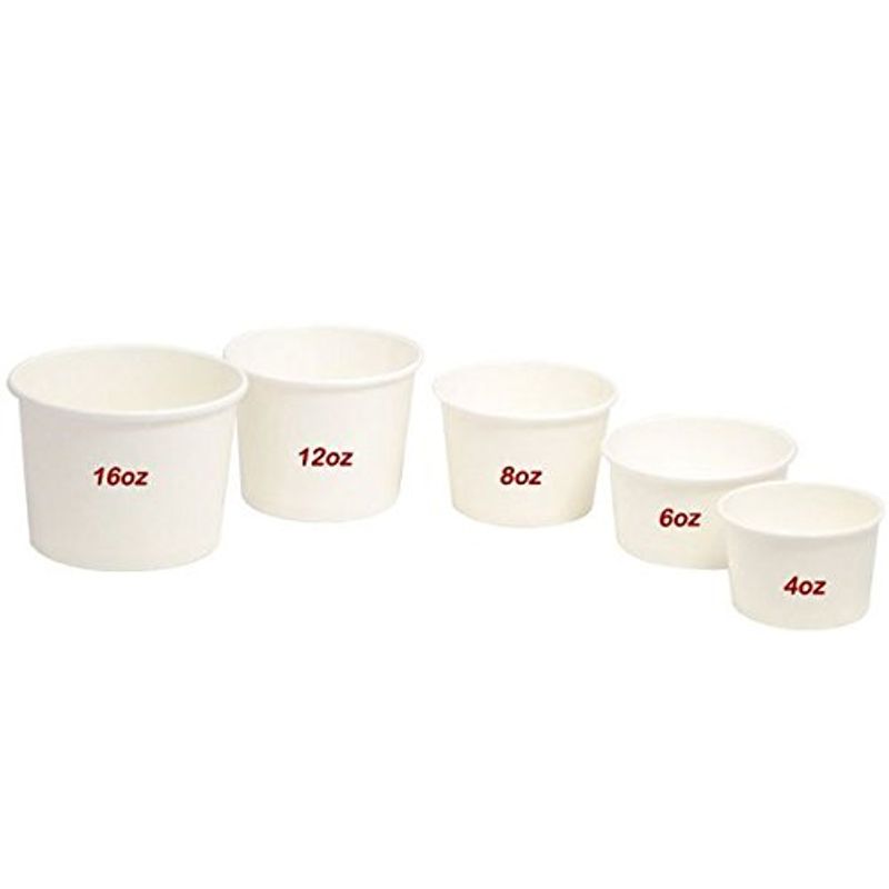 8oz Plain White Paper Ice Cream Dessert Container Cups Tubs - Pack of ...