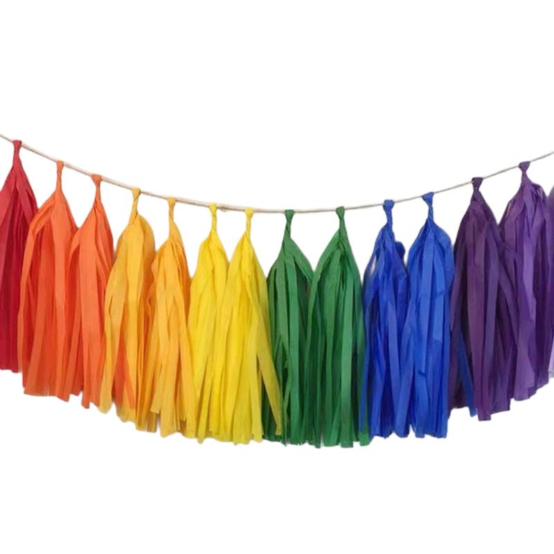 30pcs Rainbow Party Garlands Colourful Paper Tassel Garland Pride Party ...