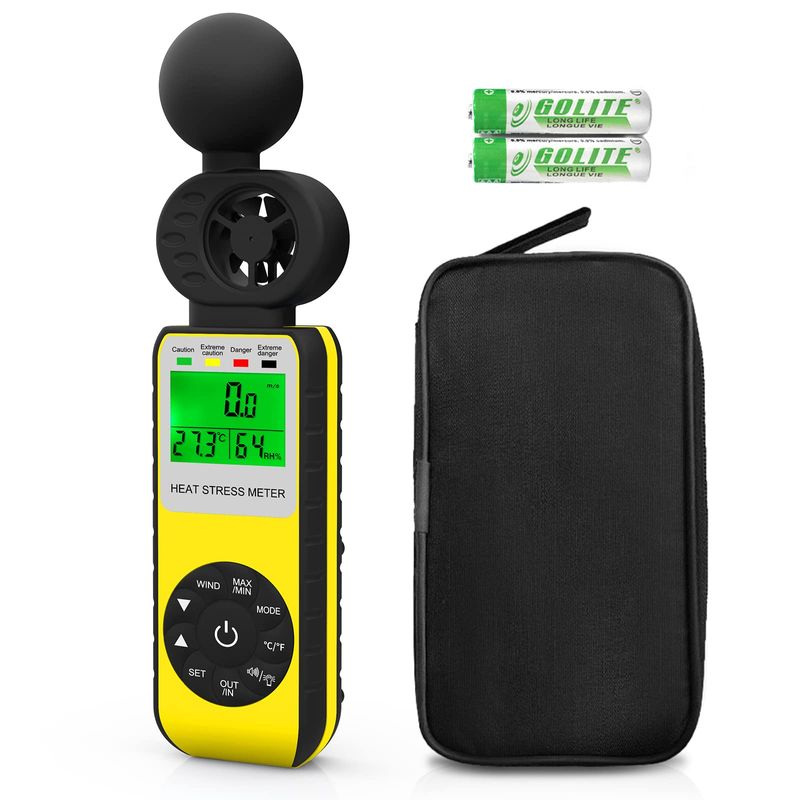Digital Wind Speed Meter Anemometer,Handheld Heat Stress WBGT Meter Tracker Measures Wind ...