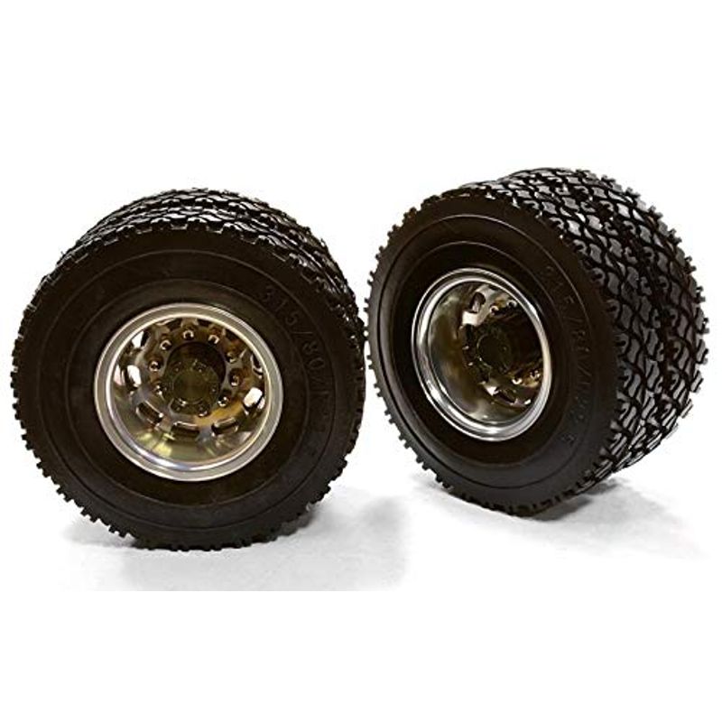Integy RC Model C26579GUN Machined Alloy T5 Rear Dually Wheel & XC Tire ...