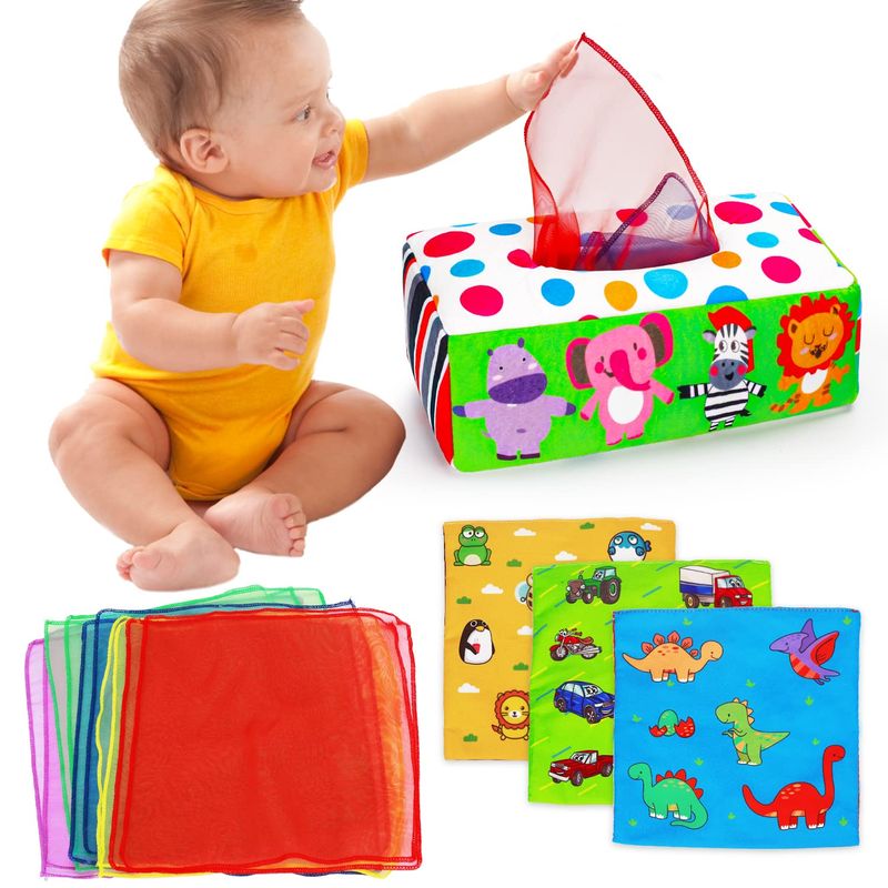 Thremhoo Baby Toys 3 4 5 6 7 8 9 12 Month Old Montessori Tissue Box ...