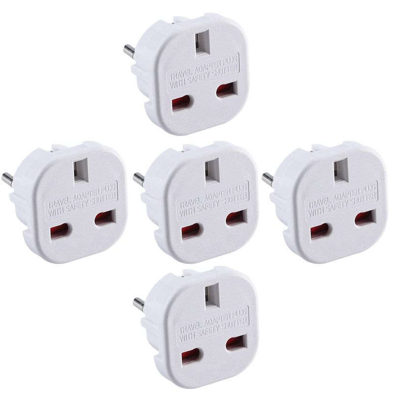 Pack of 5 Travel Adapter | UK to European Plug Adapter Converter (Euro ...