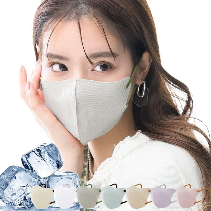 [olleha!] 【2023夏用・通気性改良】20枚 3Dマスク 8色 MASCLUB 涼しい 超薄 クール 立体 小顔 面長 3層構造 ...