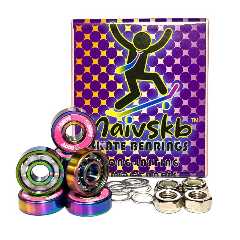 Naivskb Skateboard Bearings 8mm 8 Pack w/Nuts Washers Skateboard ...