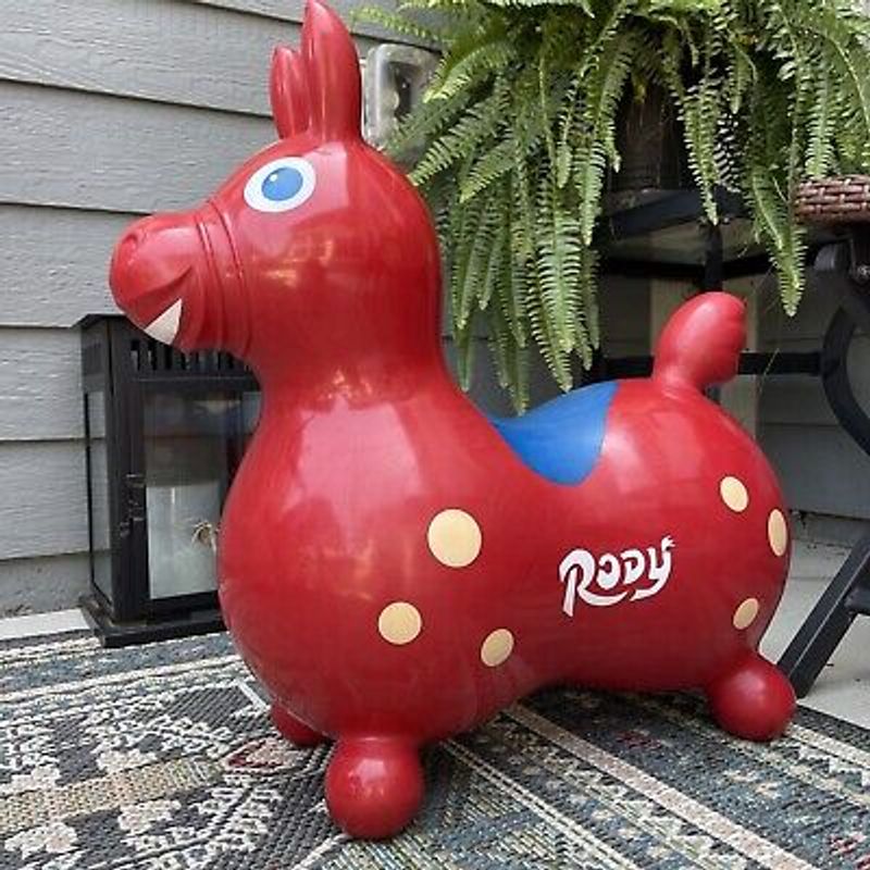 Vintage RODY 1984 Ledraplastic ITALY Kids Red Inflatable Bounce Horse Toy Gymnic - Online ...