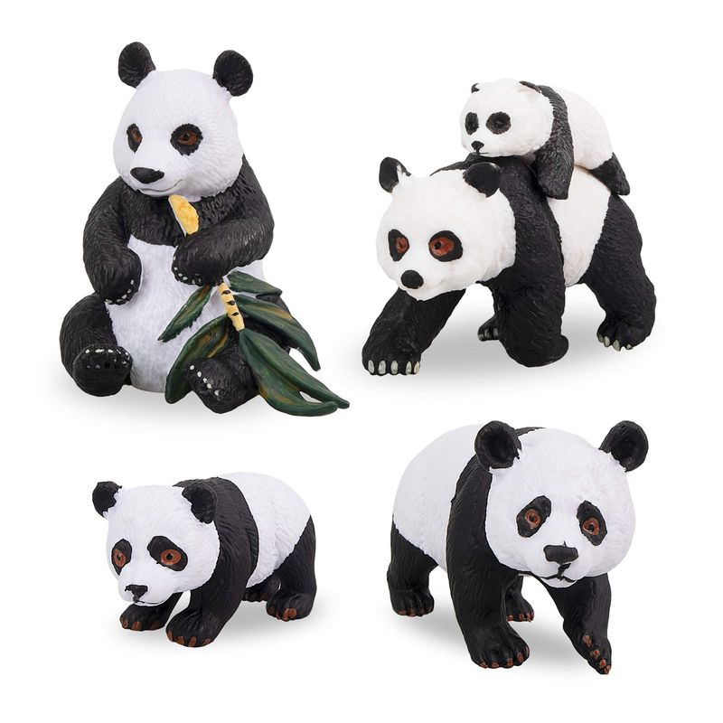 Toymany 4PCS Solid Panda Figurines Toy Set, 2-4" Realistic Plastic Jungle Animals Figures Family ...