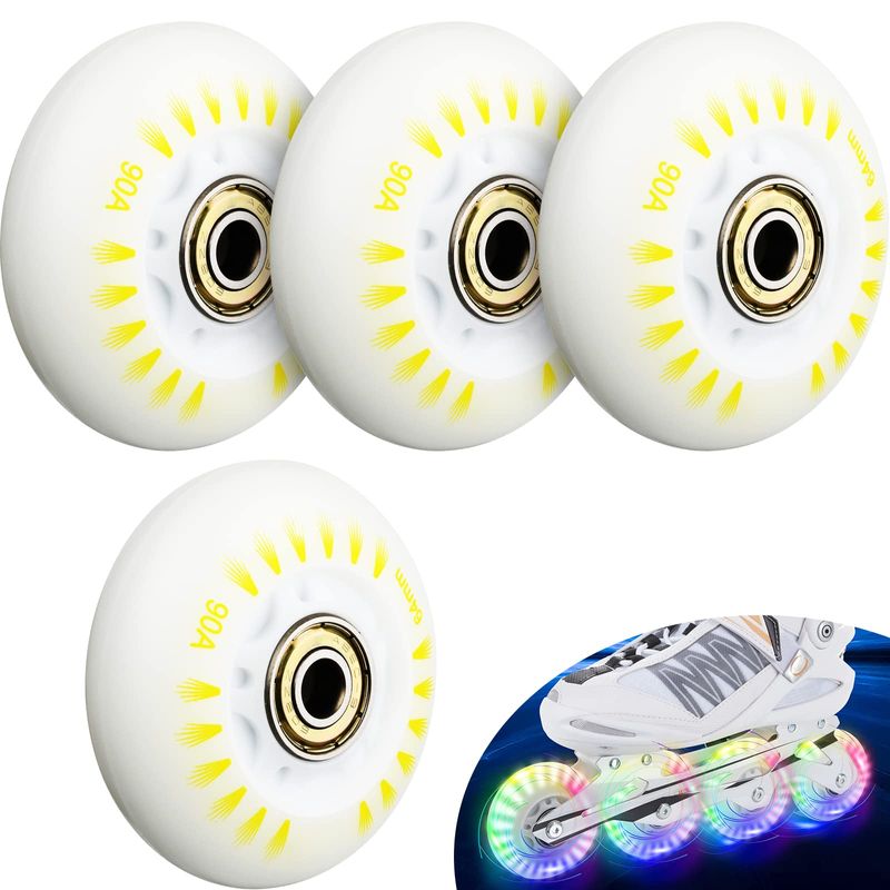 Cosmos 4 Pack 64mm Light Up Inline Skate Wheels Flash Roller Skate ...