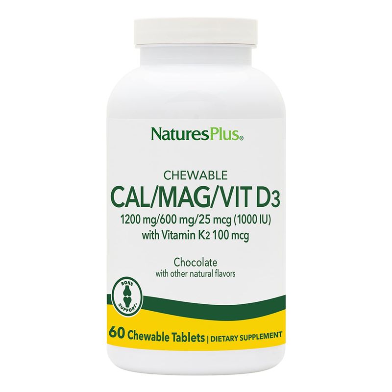 NaturesPlus Cal/Mag/VIT D3 with Vitamin K2-60 Chewable Tablets ...