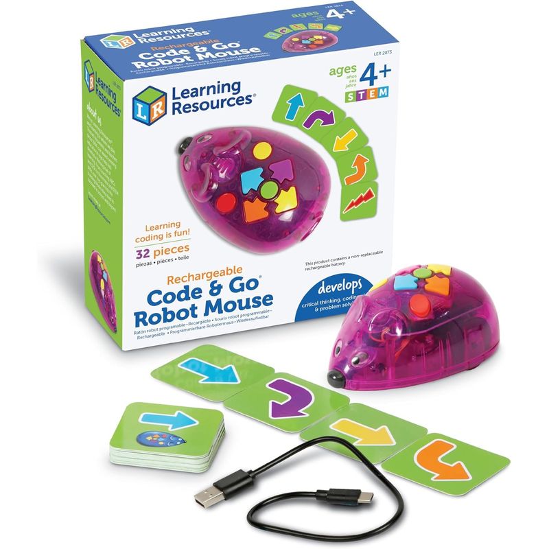 Learning Resources Code & Go Robot Mouse Rechargeable, Toys for 4 Year Old Boys and Girls ...