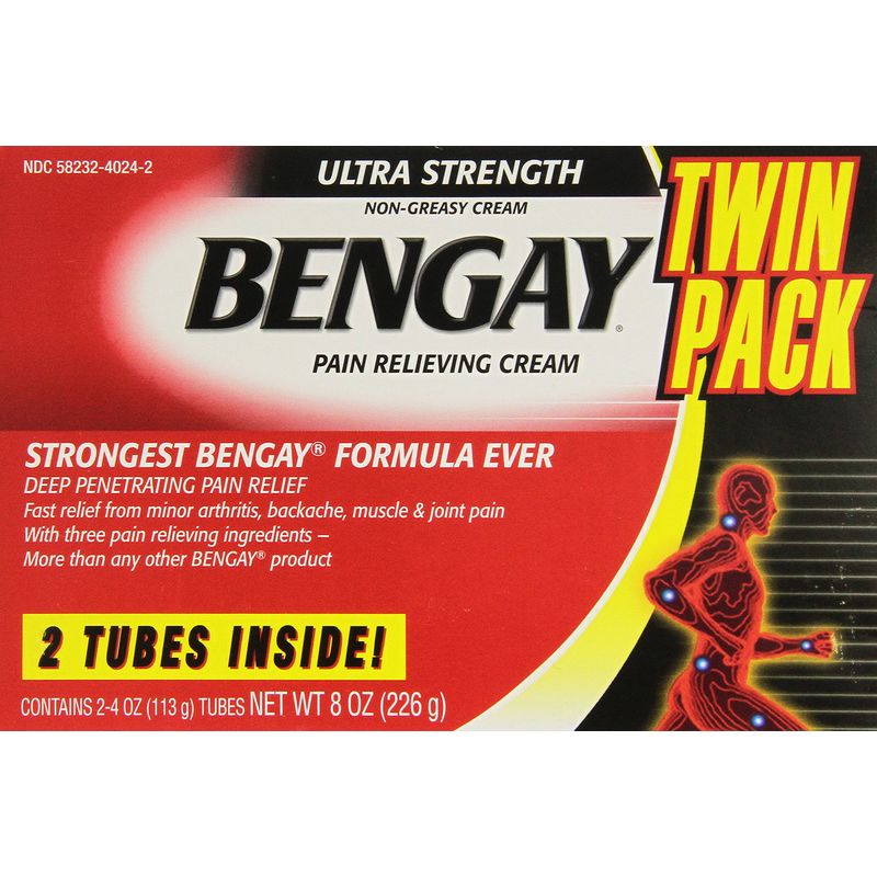 Bengay Ultra Strength Pain Relieving Cream, 2 Count, 4 Ounces Box, 8 ...
