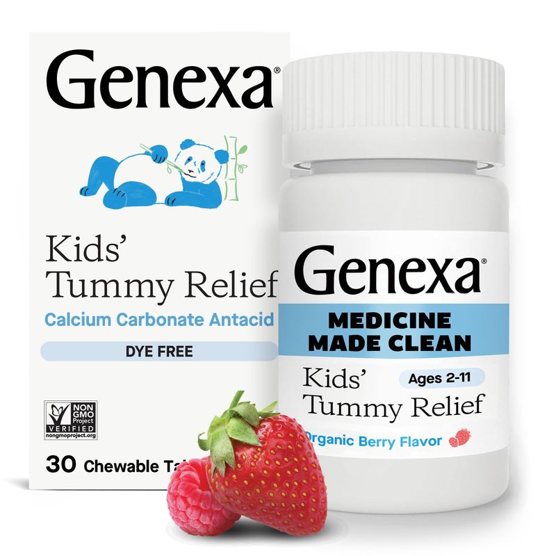 Genexa Kids’ Clean Tummy Relief Antacid Chewables, Dye Free, 0% ...