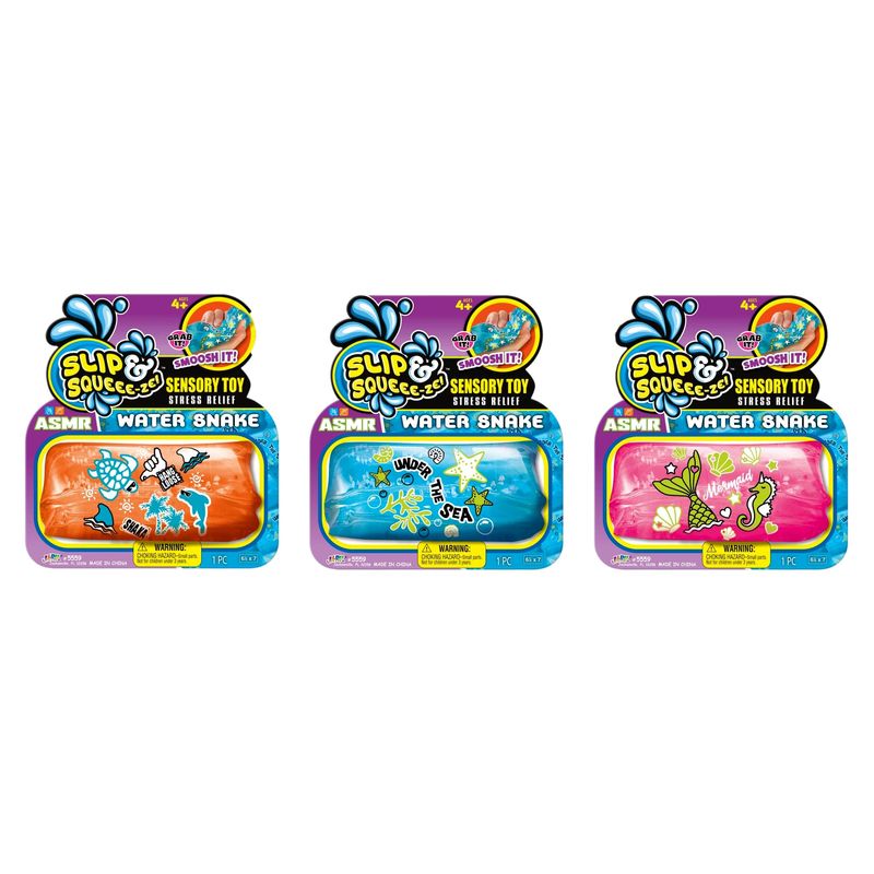 JA-RU Magic Glitter Water Snake Fidget Toy 5" (3 Packs Assorted ...