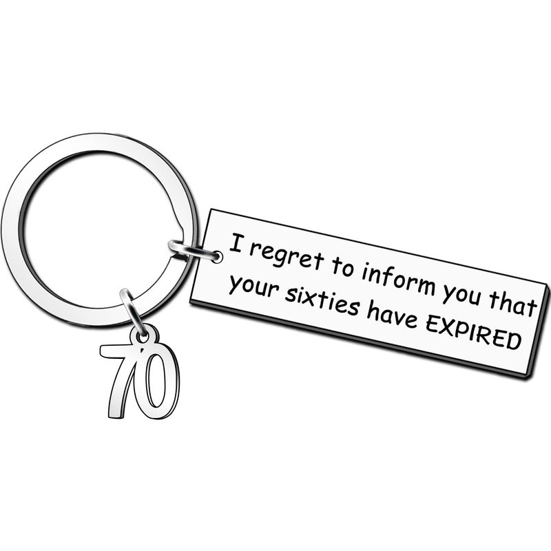 AMZQ Funny 70th Birthday Gifts for Women Men Joke Keyring for Someone ...