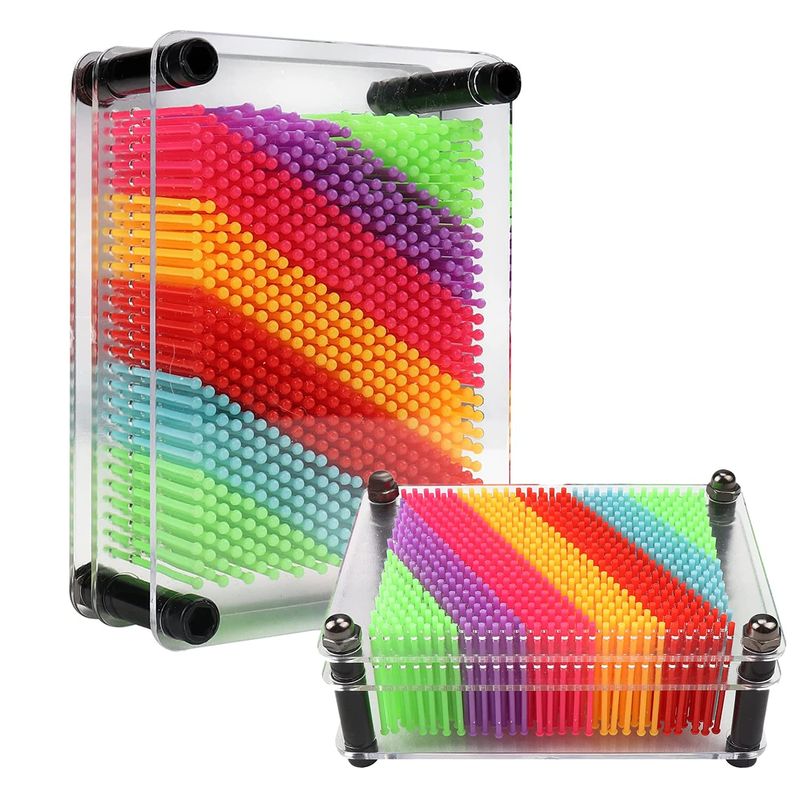 ZZF-LYA 3D Pin Art Toy - Unique Plastic Colorful Pin Art Board for Kids, 3.7 * 5''Desk Board ...