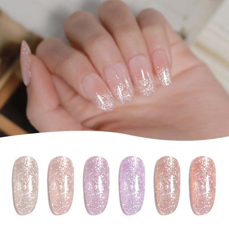 Coikaze Gel Nails, Glitter Gel, Color Gel, Flash Glitter Gel, Flash ...