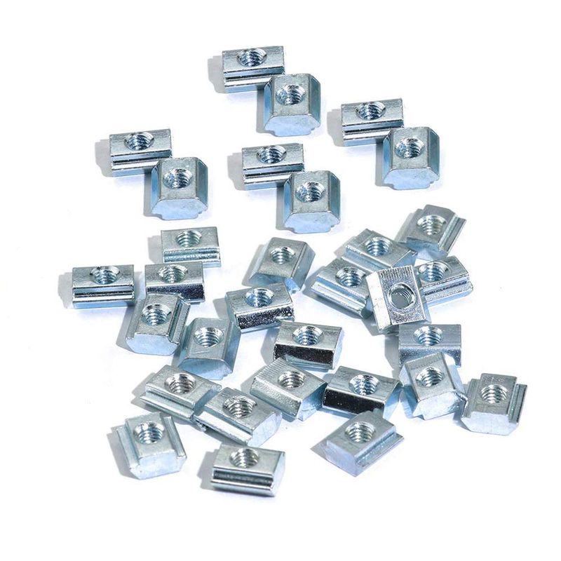 100pcs 20 Series T Sliding Nuts Hammer Nut Block Square Nuts M5 T Nuts for 2020 Aluminum ...