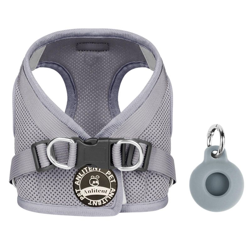 Anlitent Air Mesh Dog Harness with Airtag Holder for Small Dogs, Cats ...