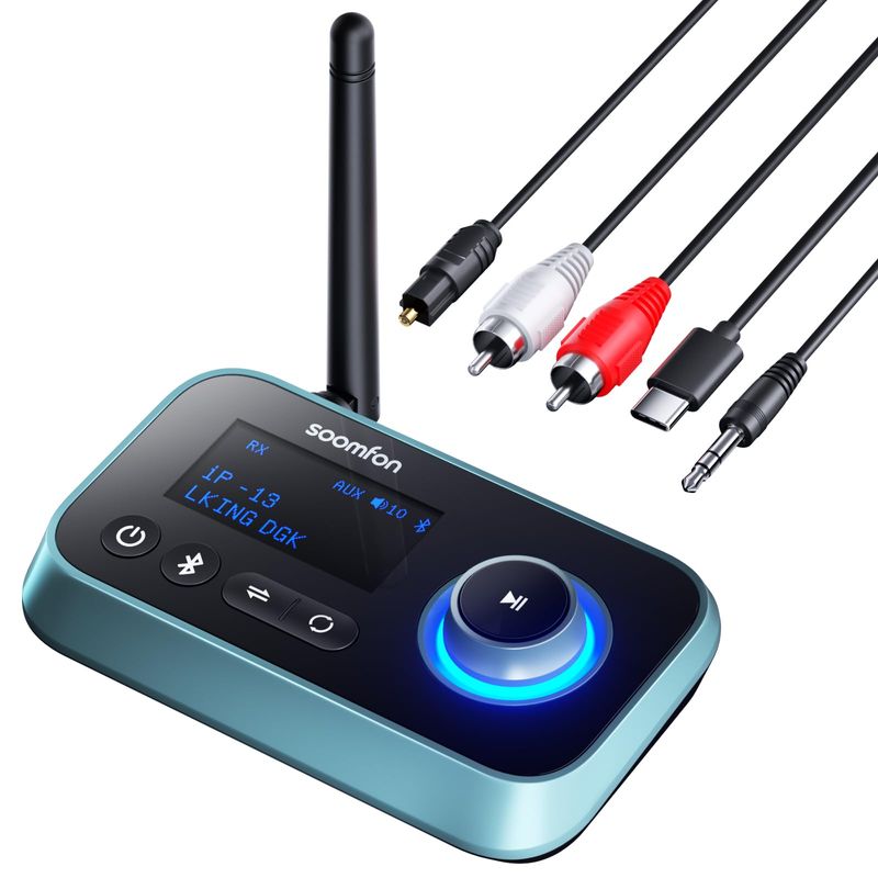 Bluetooth 5.0 Transmitter Receiver - SOOMFON Bluetooth TV Adapter with ...