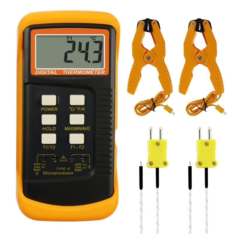 K Type Thermocouple Thermometer (-50~1300°C), Dual Channels Digital ...