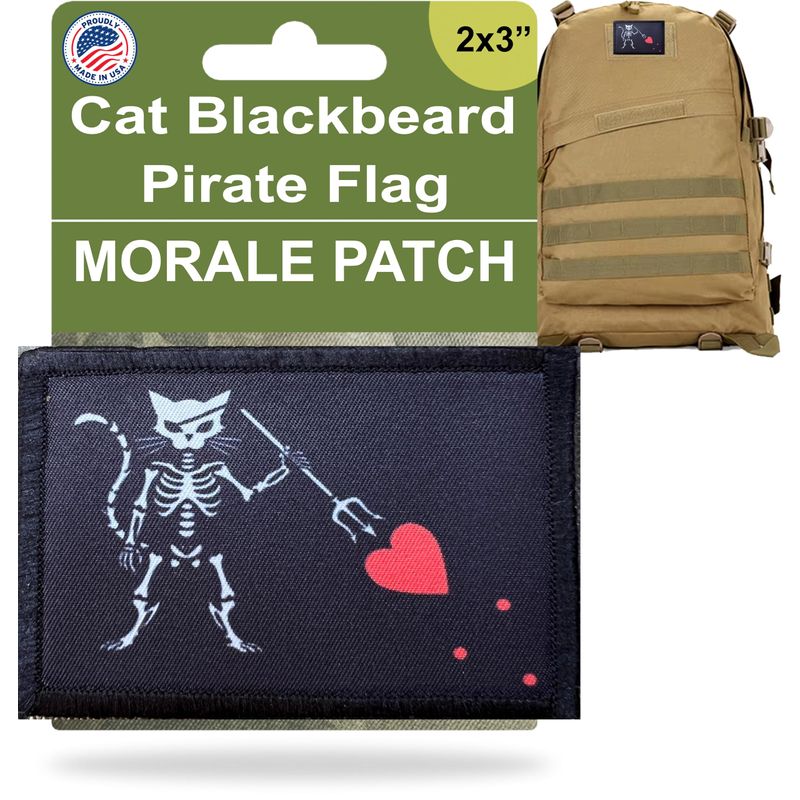 Blackbeard Cat Morale Patch | Cat Pirate Flag Tactical Patch by ...
